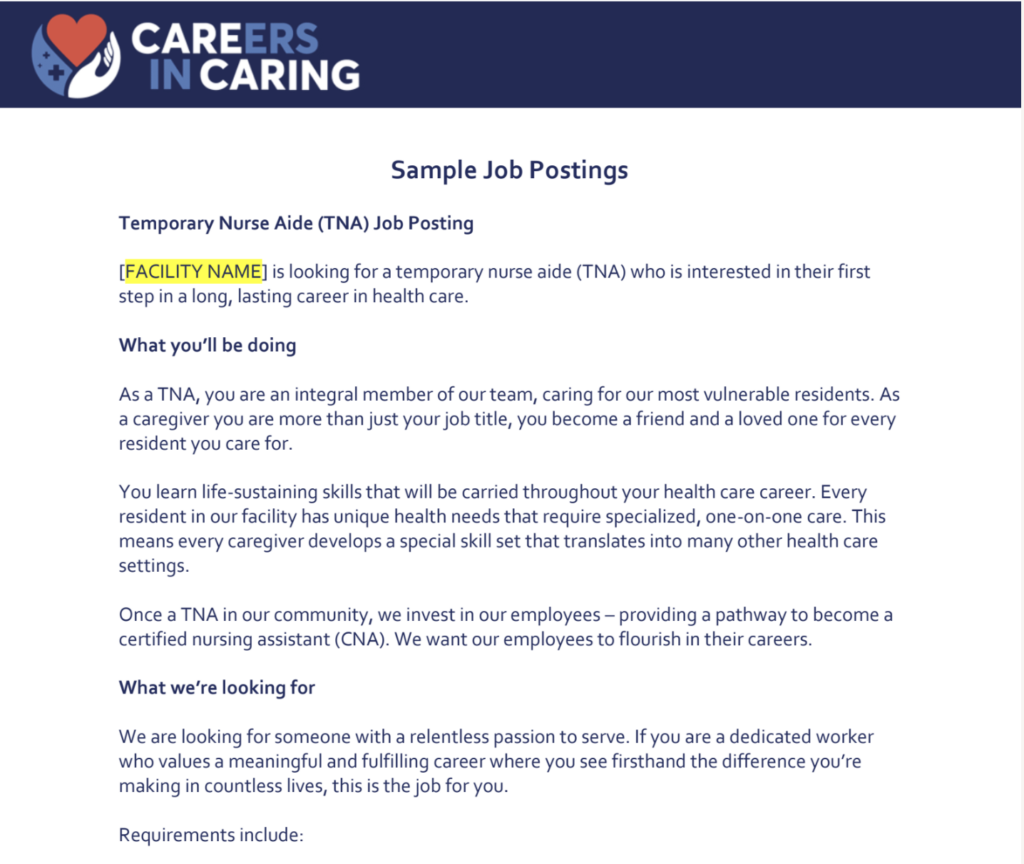 New Resource: Sample Social Media Posts for Open Jobs - Careers in Caring
