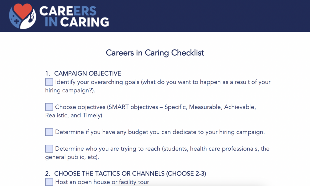 Hiring Campaign Checklist - Careers in Caring